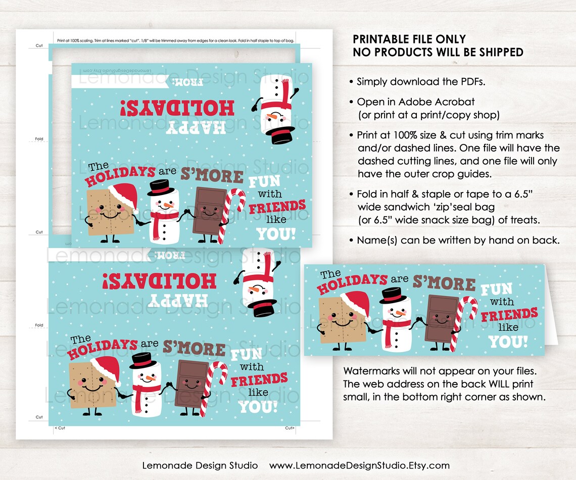 PRINTABLE Holiday Favor Tags Christmas Treat Tags Christmas | Etsy