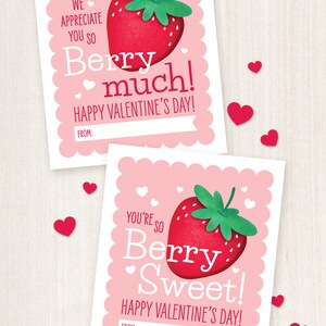PRINTABLE Strawberry Valentine's Day Cards for Students or Teachers ...