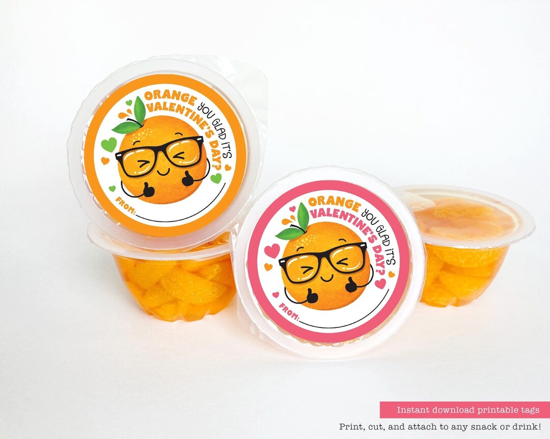 Printable Valentine's Day Orange Labels Valentine Kids Valentine Cards ...