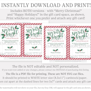 PRINTABLE Holiday Gift Card Holder Christmas Gift for Teacher Thank You ...