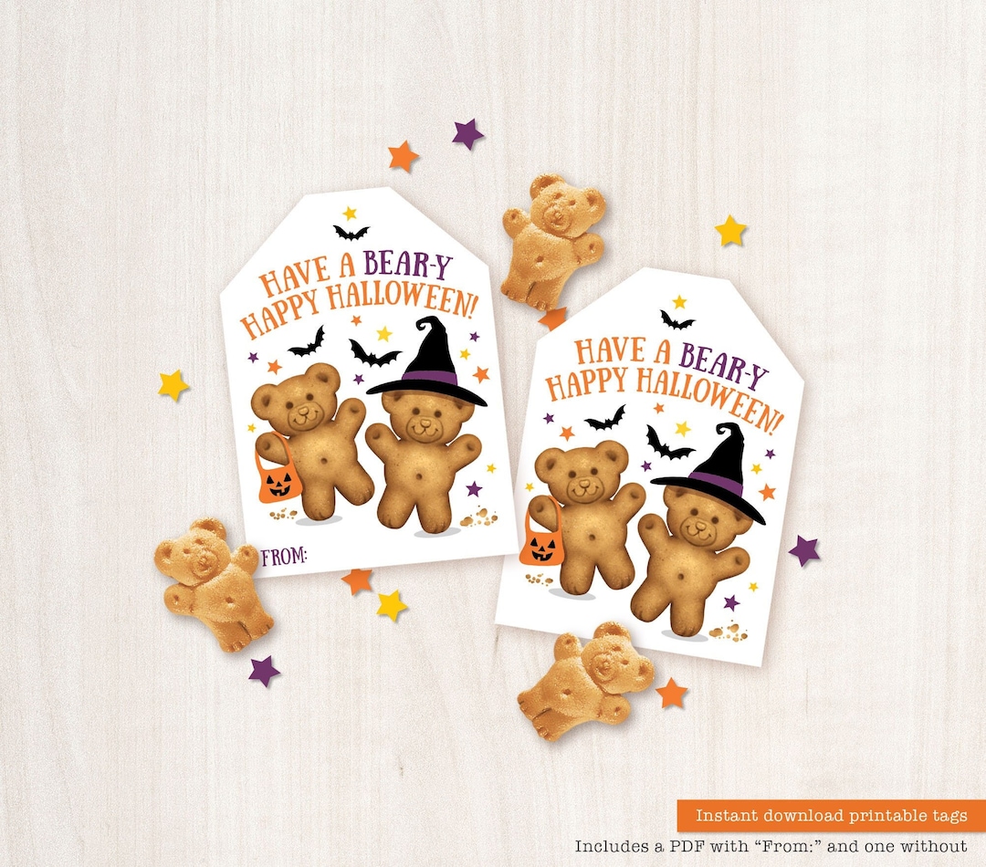 Printable Halloween Tags Trick or Treat Bag Teddy Bear Grahams Tags ...