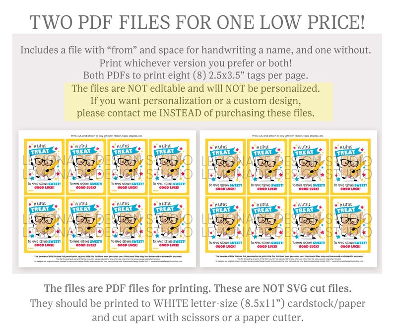 Printable Testing Day Snack Tag Classroom Treat Tag Crispy Rice Treats ...