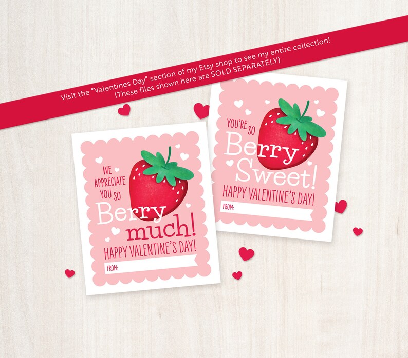 Kids Valentine Tags for School Berry Fruit Snack Valentine - Etsy