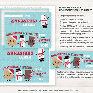 PRINTABLE Christmas Favor Tags, Christmas Treat Tags, Christmas Smores ...