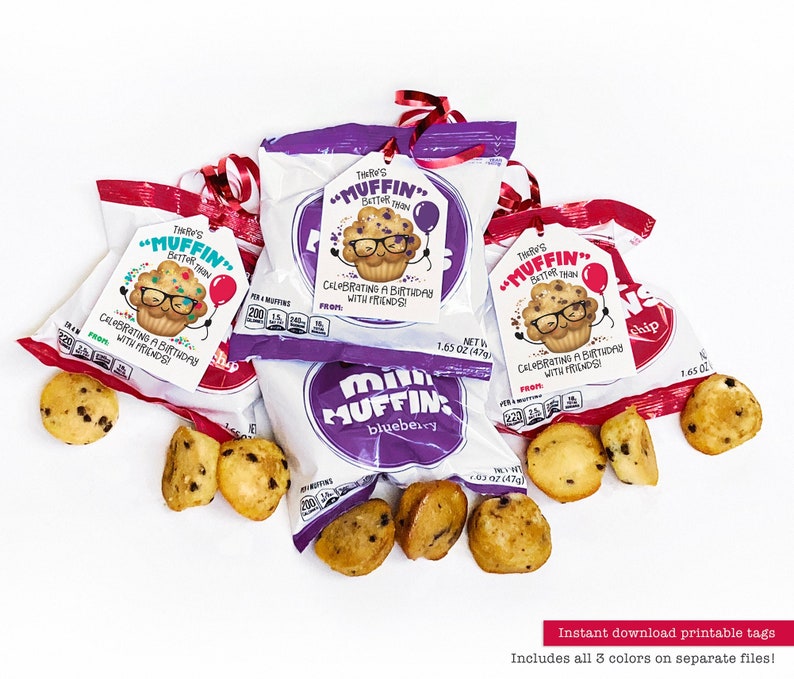 Printable Birthday Treat Tag Classroom Treat Bag Mini Muffins Snack ...