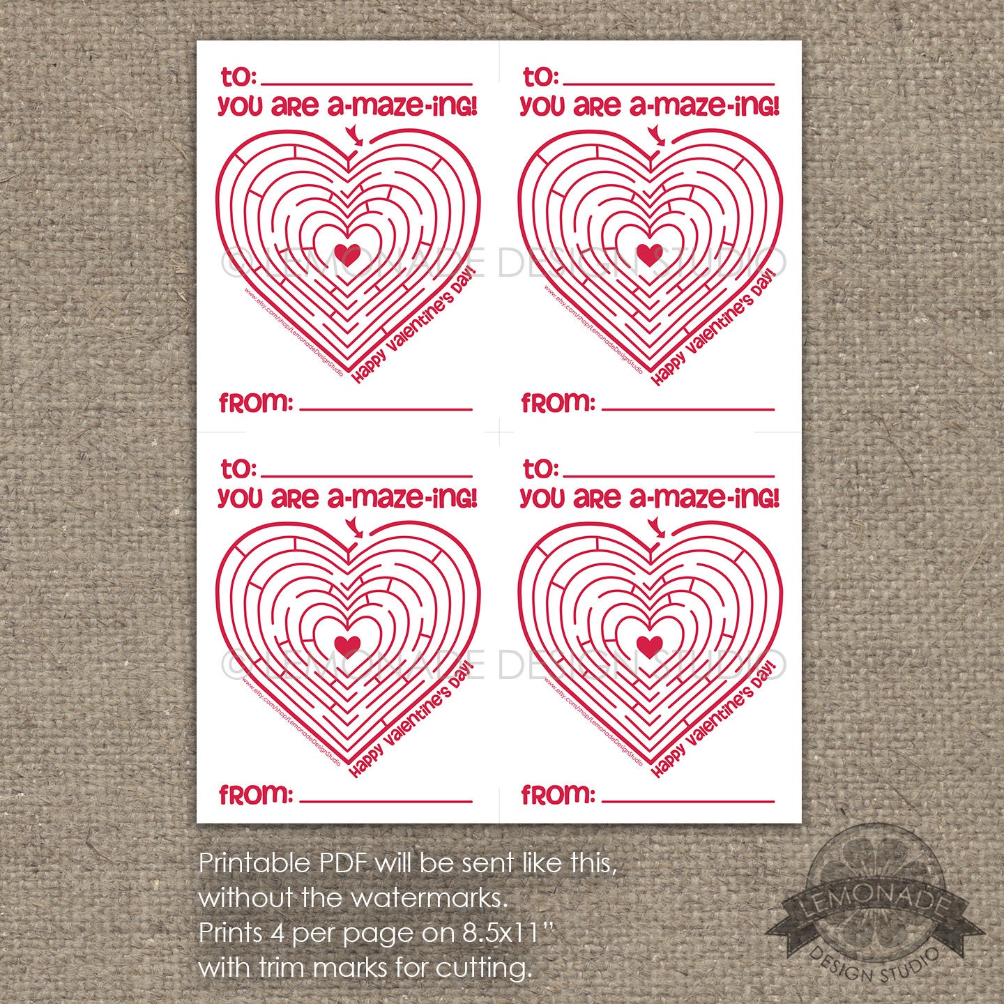 Printable Valentine Card Kids Valentine Card Valentine Maze | Etsy