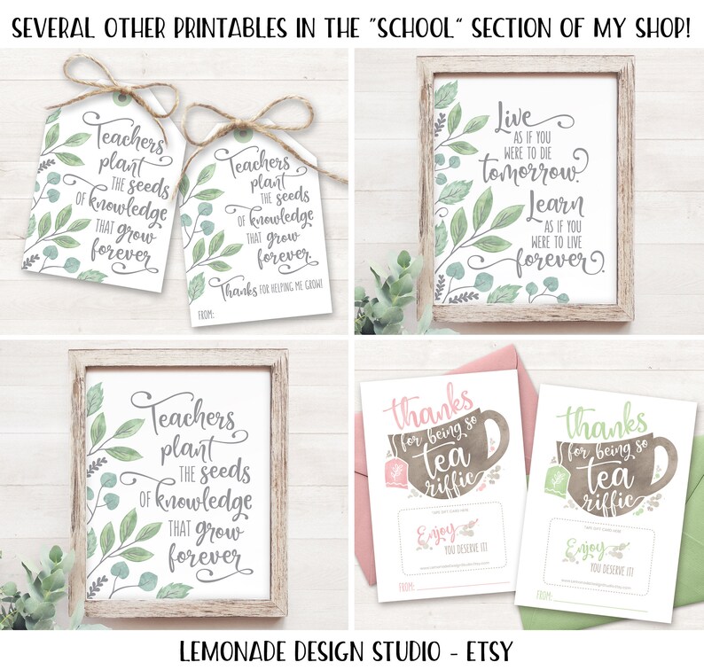 Teacher Appreciation Gift Tag PRINTABLE End of Year Teacher - Etsy