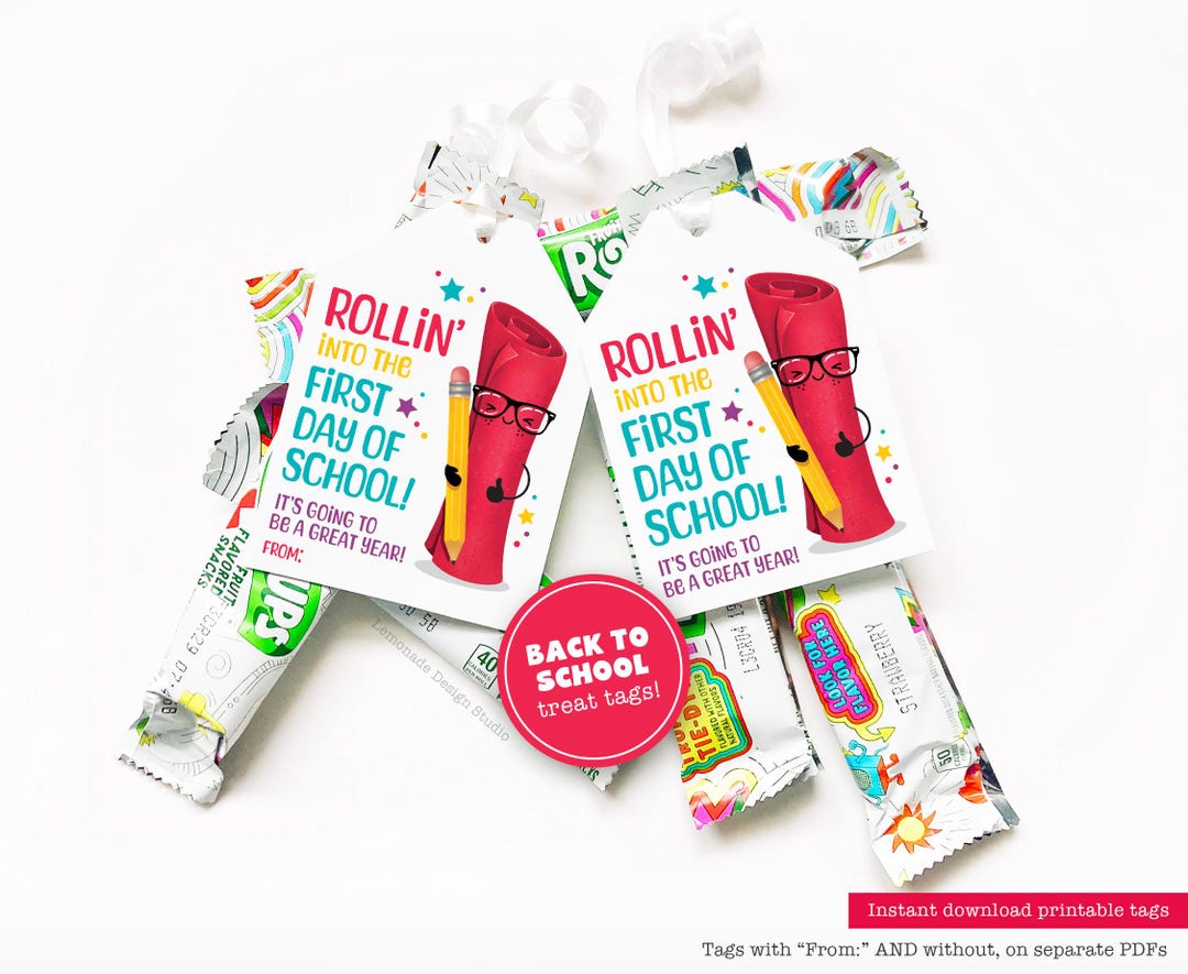 Printable First Day of School Fruit Rolls Fruit Tag Back to School ...