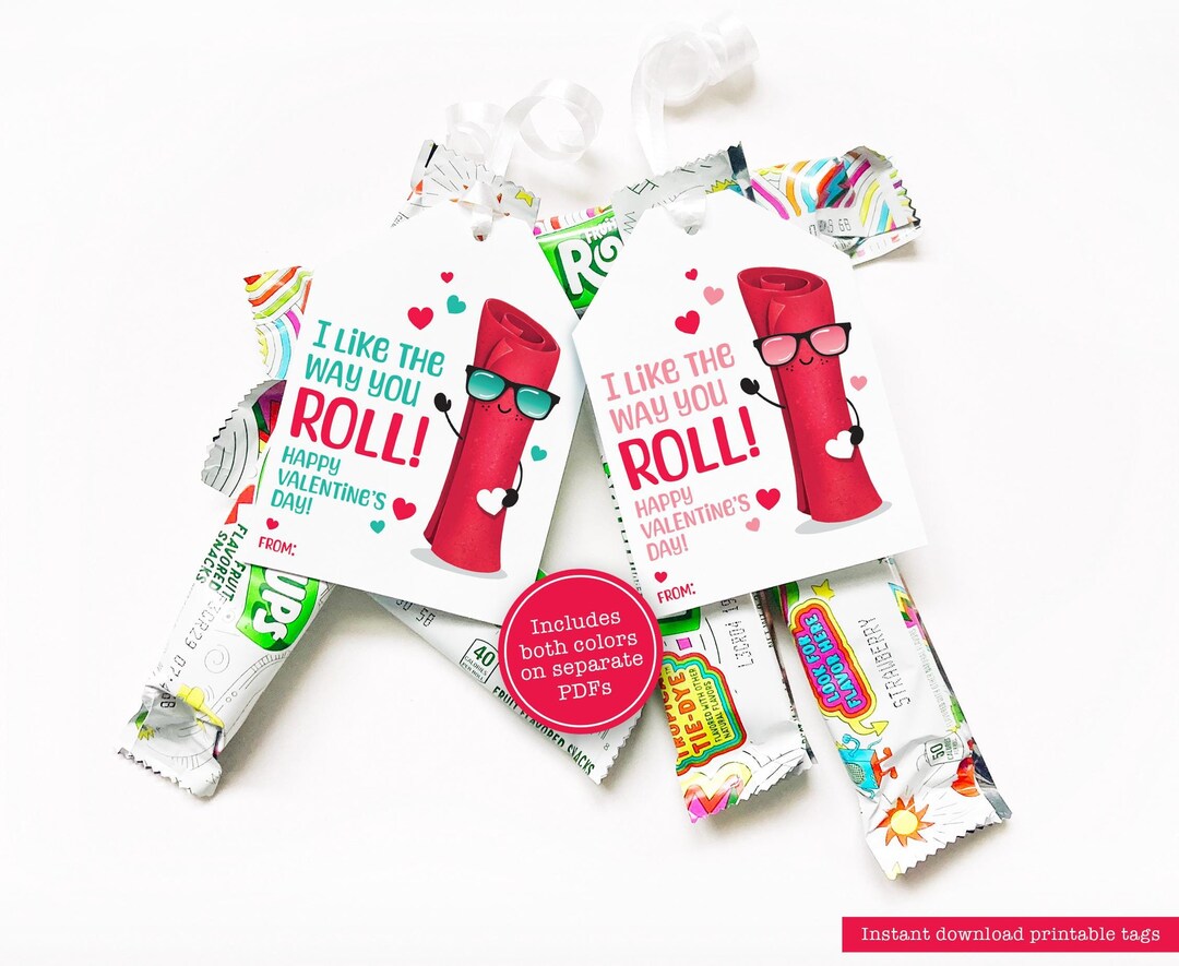 Printable Valentines Tags for Kids Fruit Roll Treats Valentine Tags ...