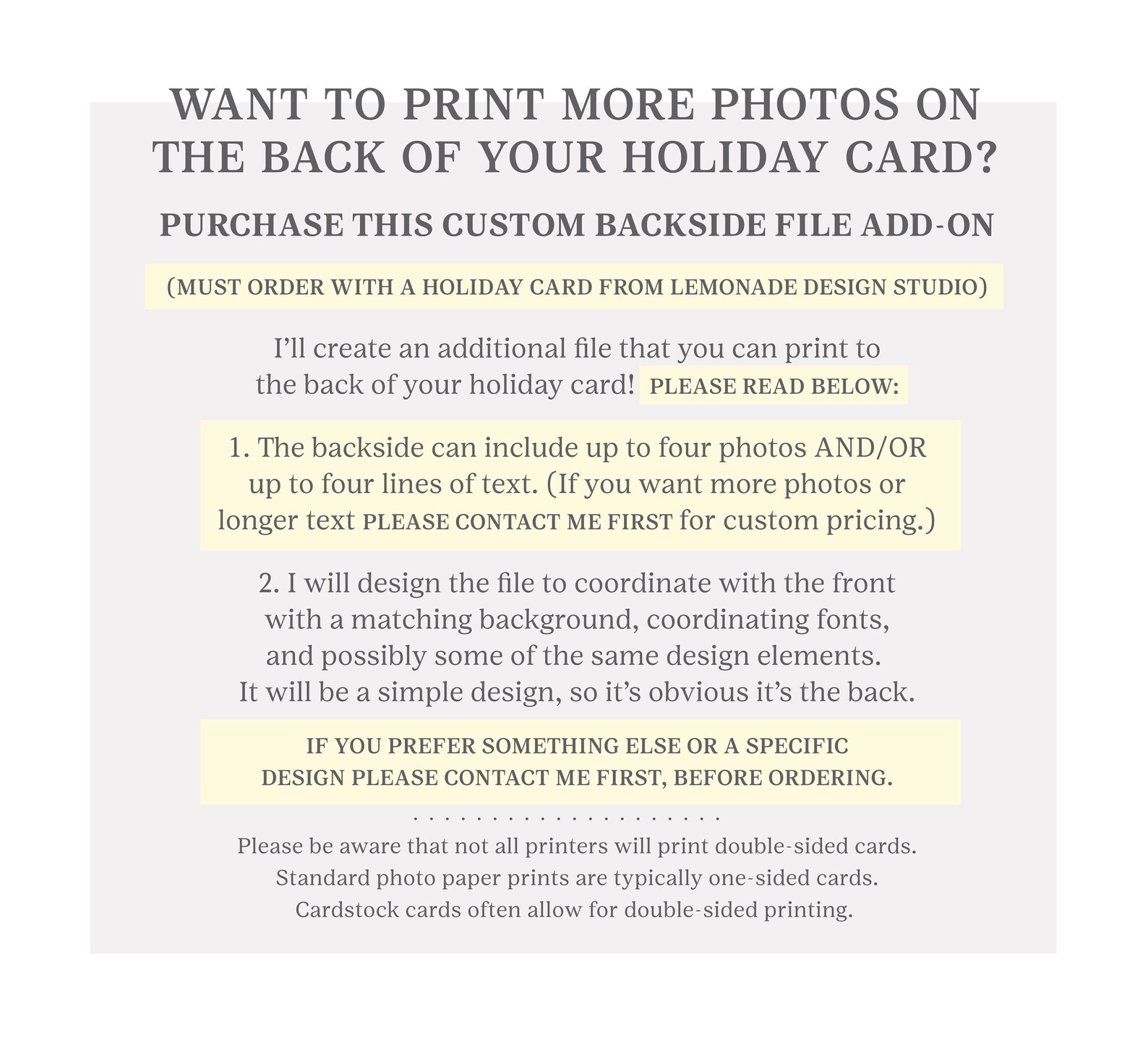 Custom Backside File Add-on - Custom Christmas Card Back File - Please ...