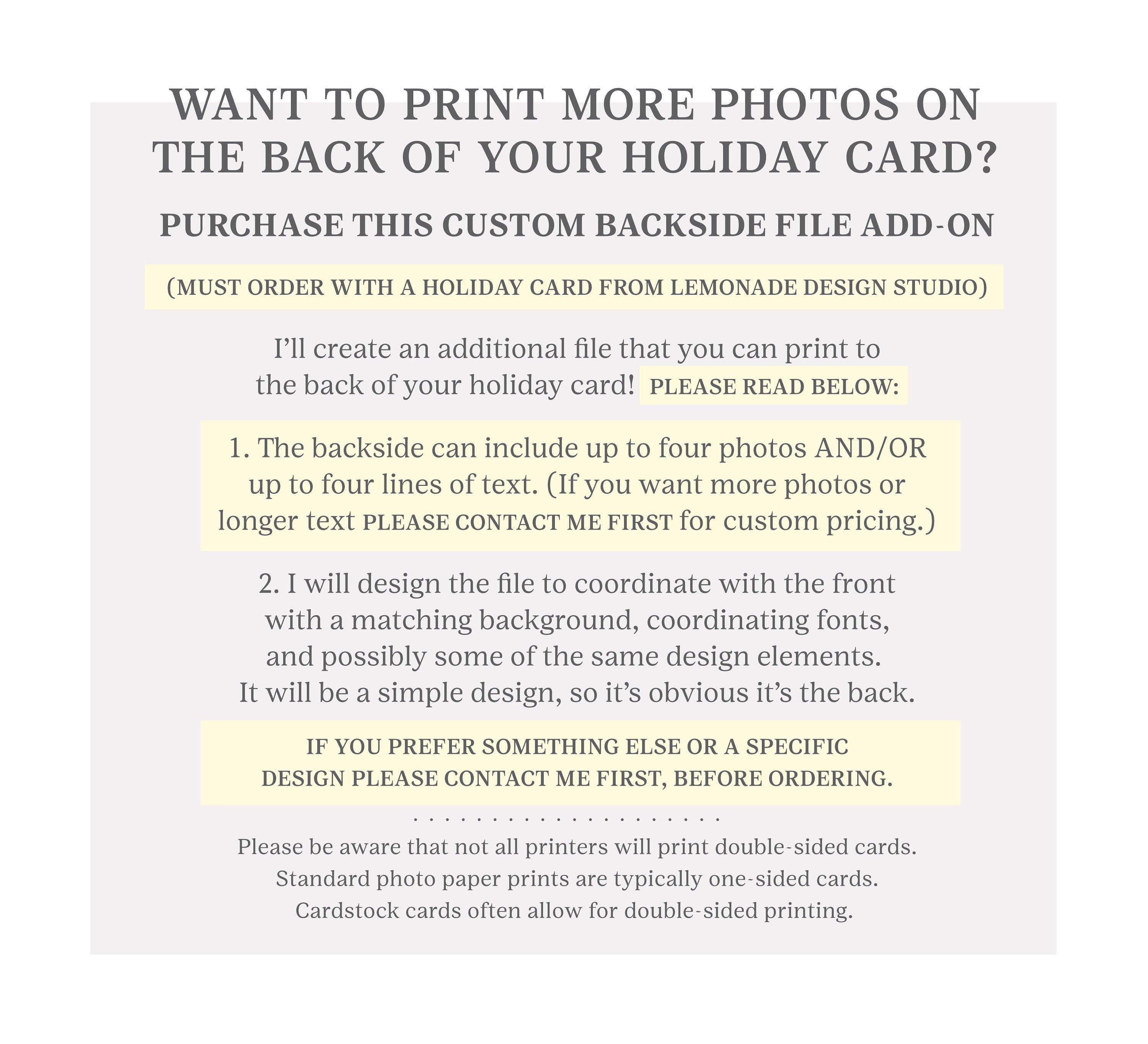 Custom Backside File Add-on - Custom Christmas Card Back File - Please ...