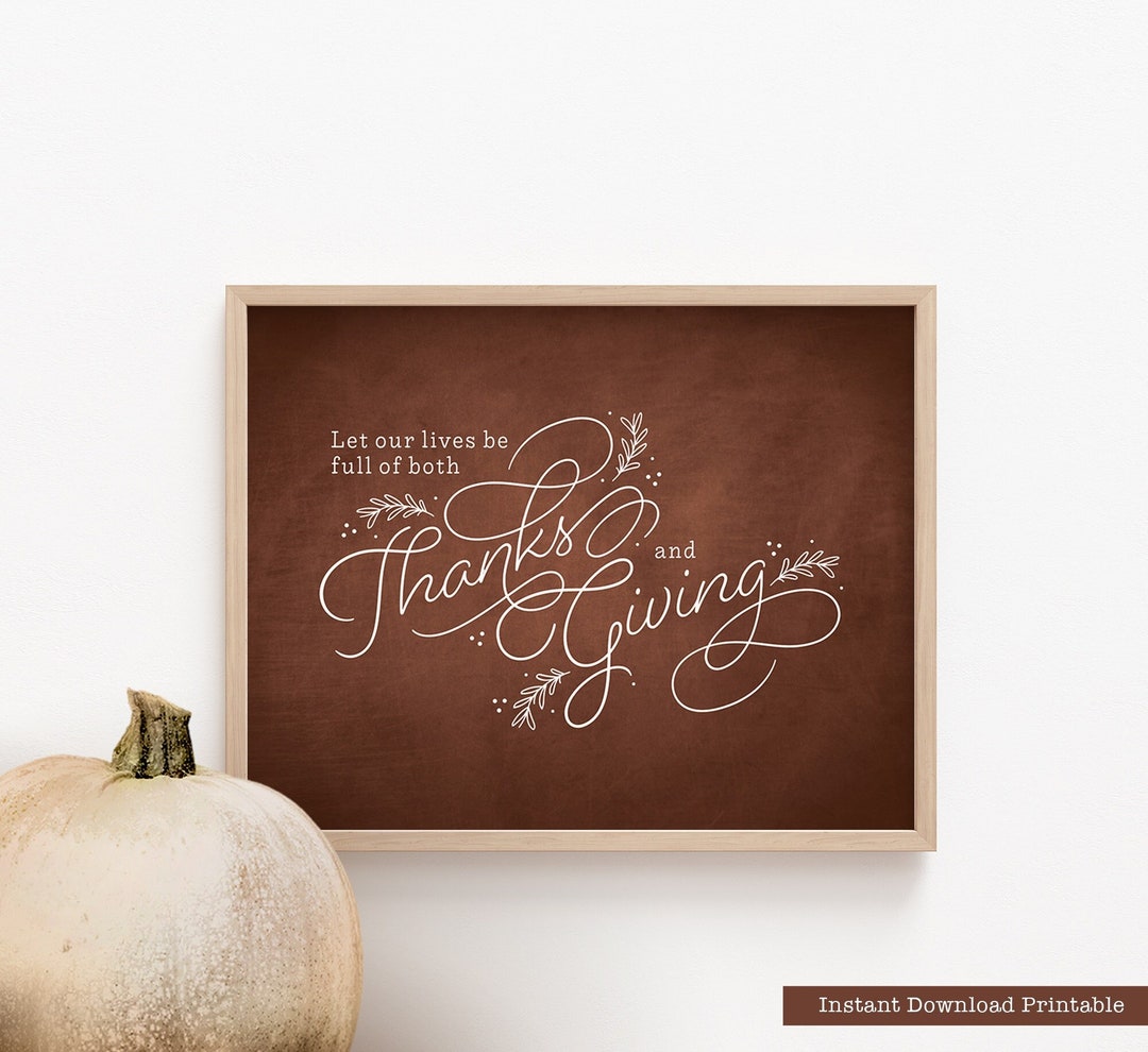 Printable Thanksgiving Wall Art Thanks and Giving Sign Thankful Fall ...