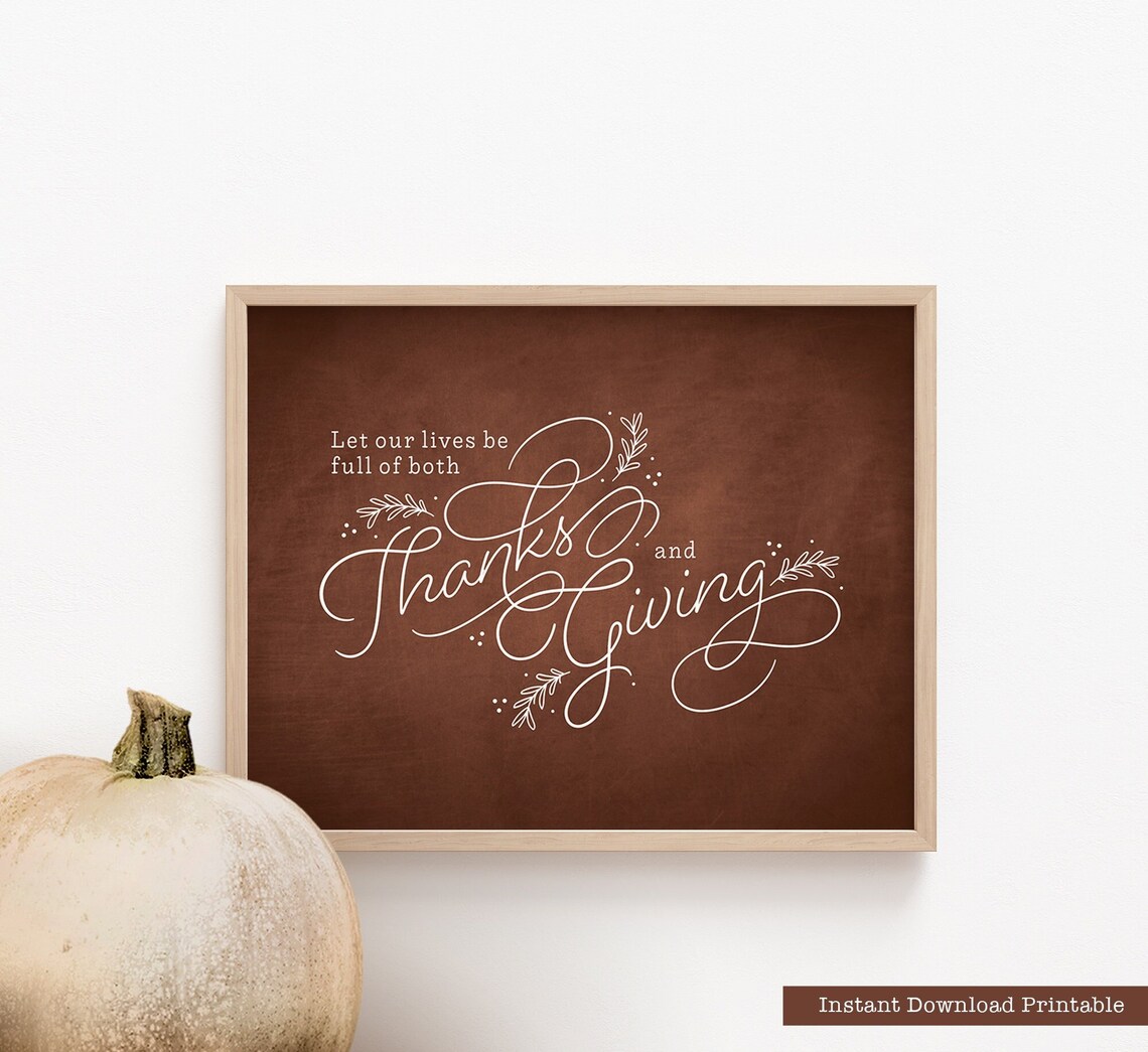 Printable Thanksgiving Wall Art Thanks and Giving Sign | Etsy