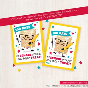 100 Days of School Printable Snack Tags for Students Happy 100th Day of ...