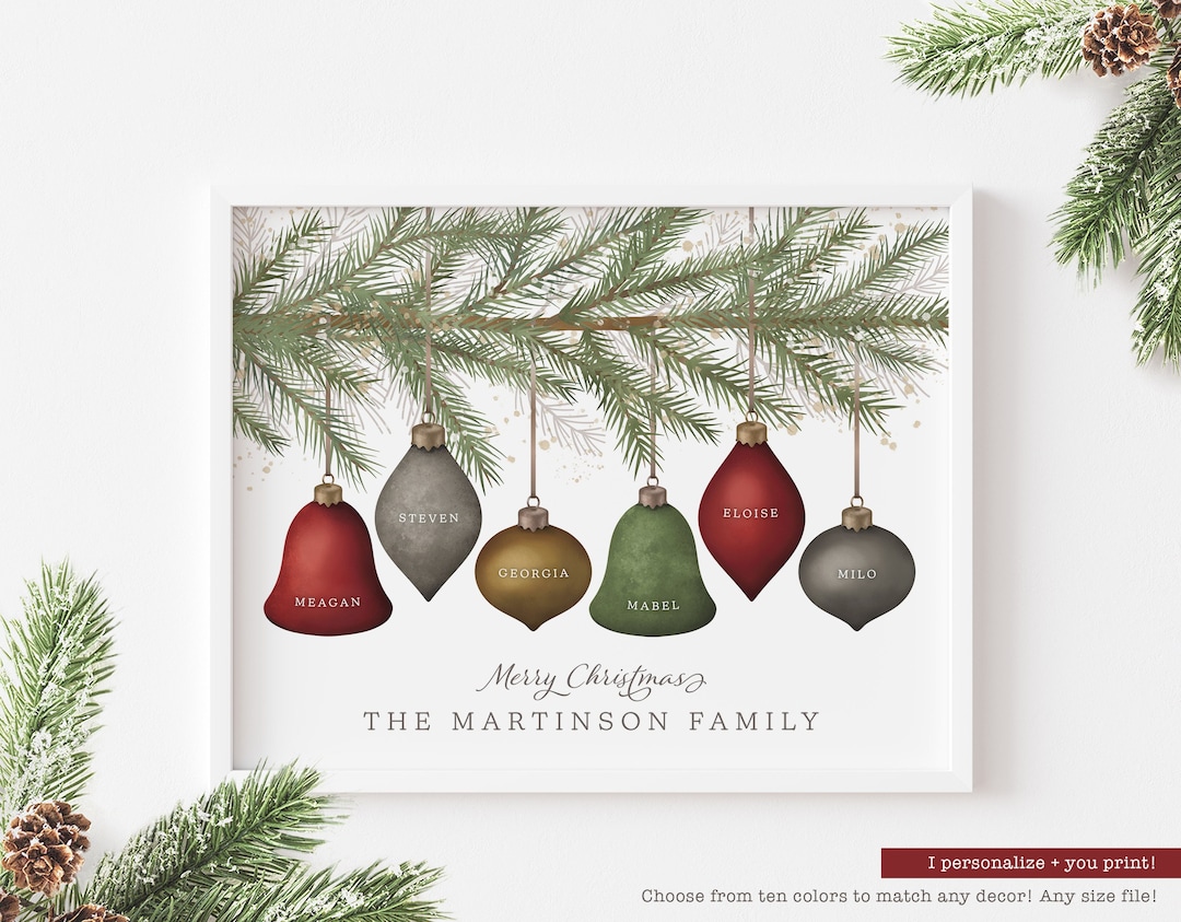 Personalized Family Christmas Sign Printable Christmas Ornament Wall ...