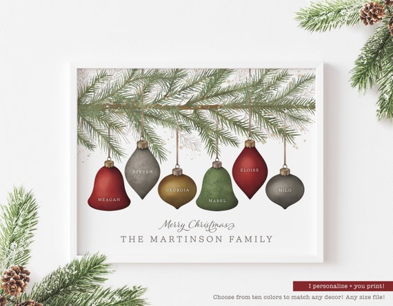 Personalized Family Christmas Sign Printable Christmas Ornament Wall ...