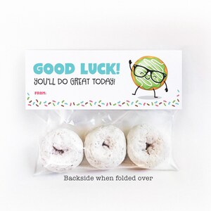 Printable Testing Day Treat Bag Topper Donuts Good Luck Snack Classroom ...
