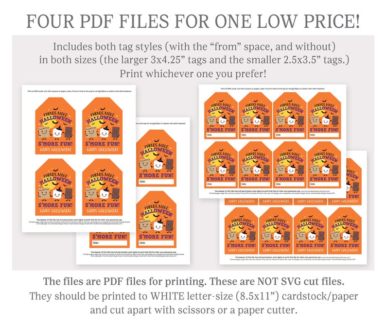 PRINTABLE Halloween Smore Tags Halloween Tags Smores Treat Bag - Etsy