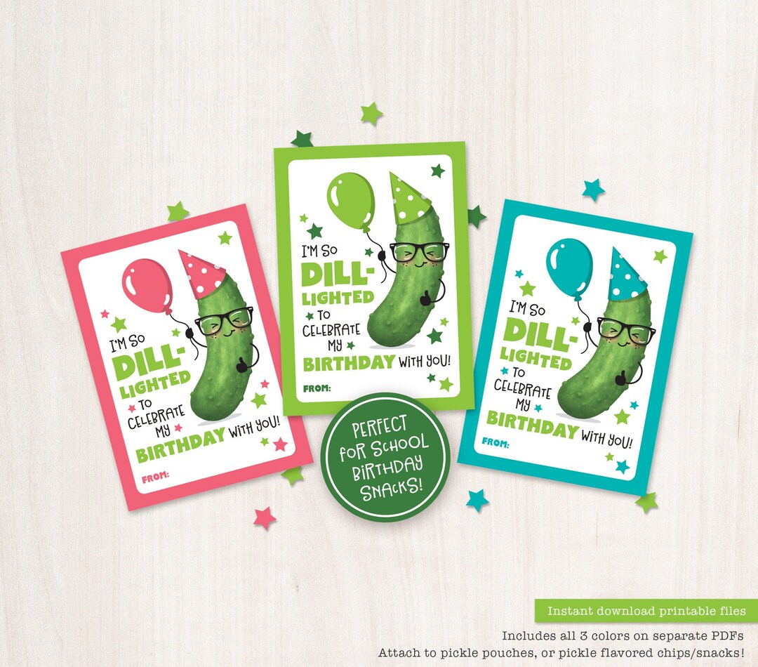Pickle Birthday Snack Tags for School Pickle Tags Printable Tag Pickle ...