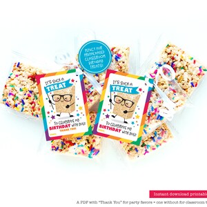 Printable Birthday Treat Tag for Crispy Rice Treats Classroom Birthday ...