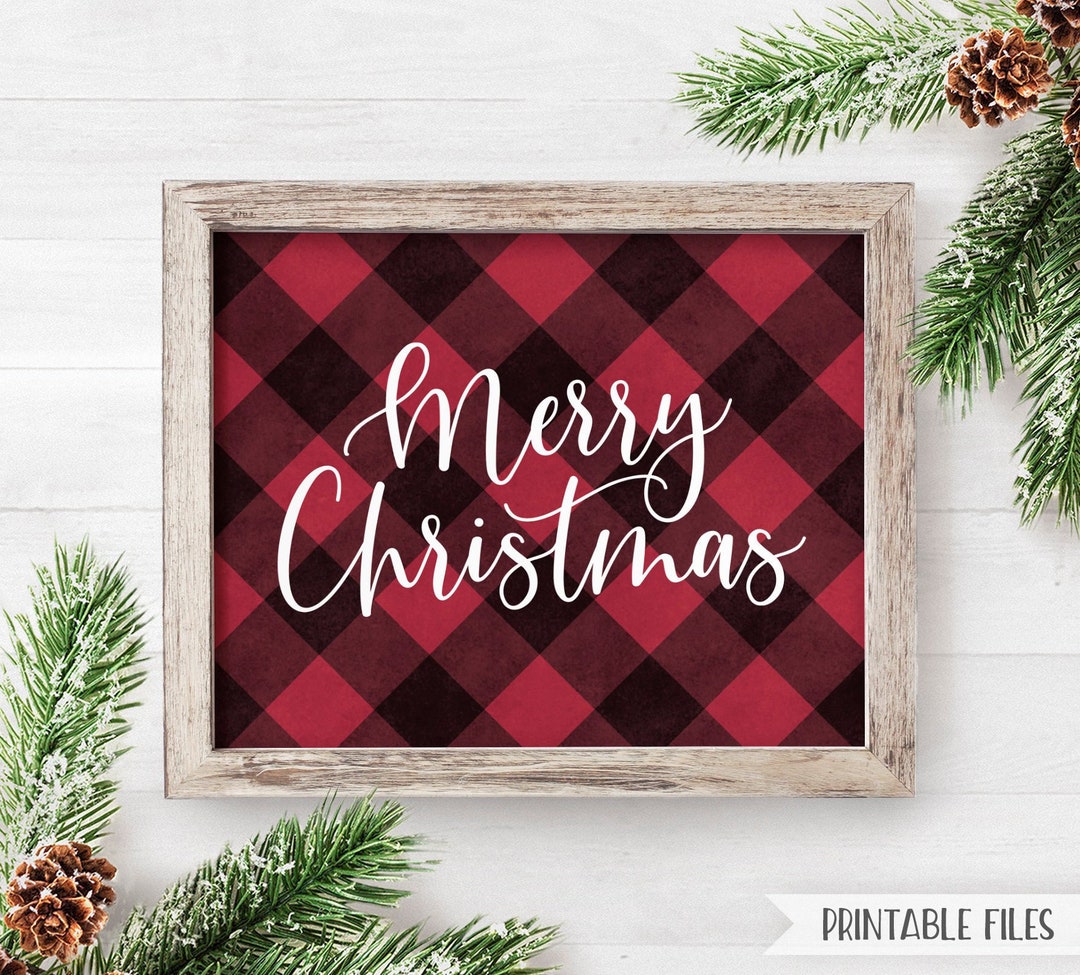 PRINTABLE Buffalo Plaid Christmas Decor Merry Christmas Sign Holiday ...