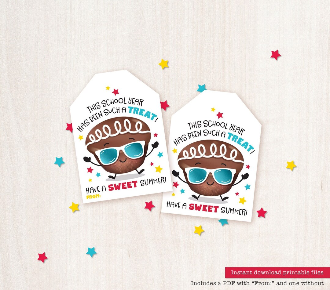 Printable Last Day of School Treat Tag Cupcake Tag End of School Year ...