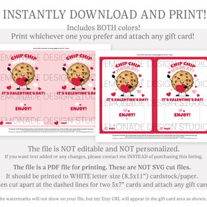 PRINTABLE Valentine Cookie Gift Card Holder for Valentine's Day Gift ...