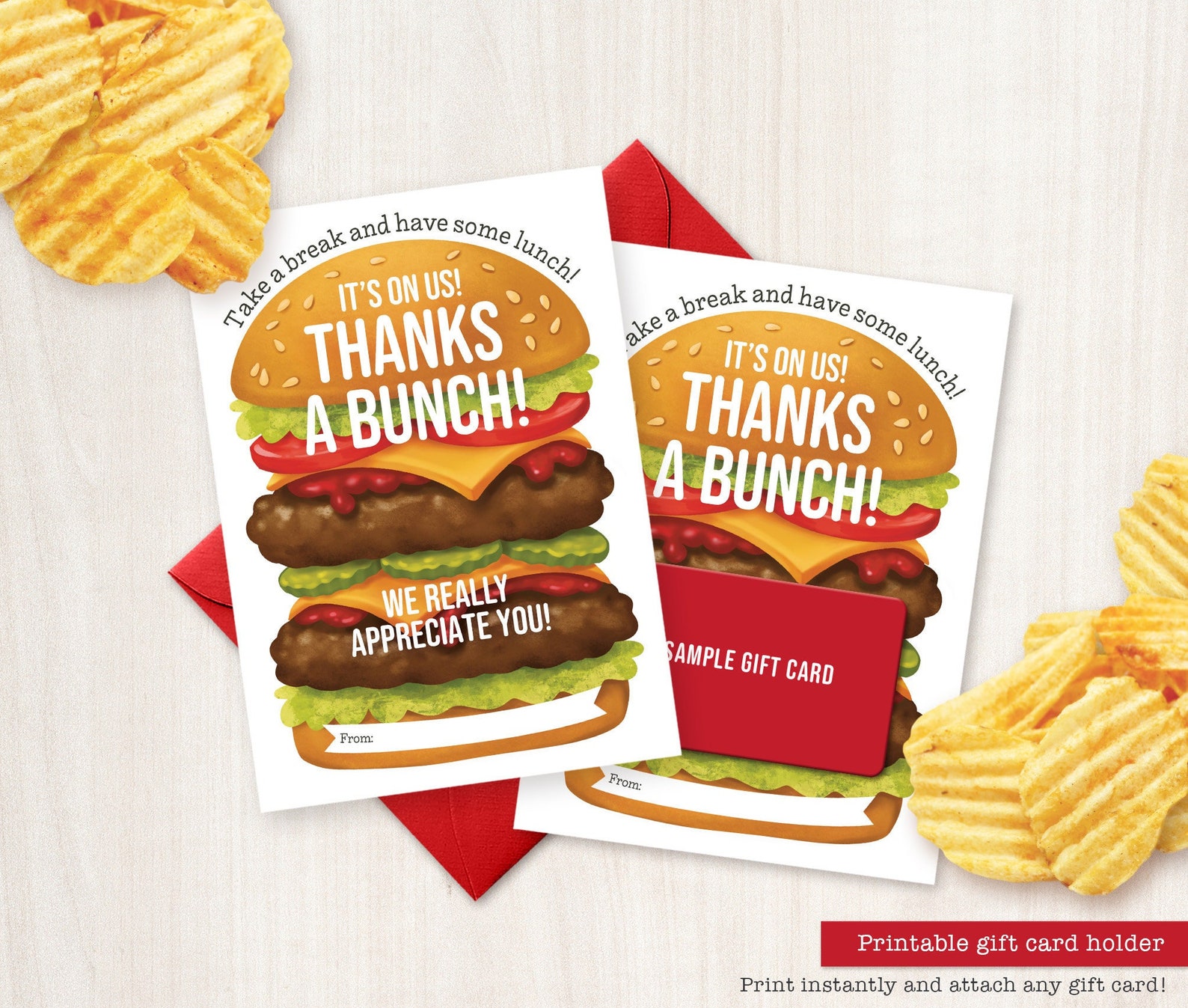 PRINTABLE Gift Card Holder Restaurant Teacher Gift Thank You - Etsy