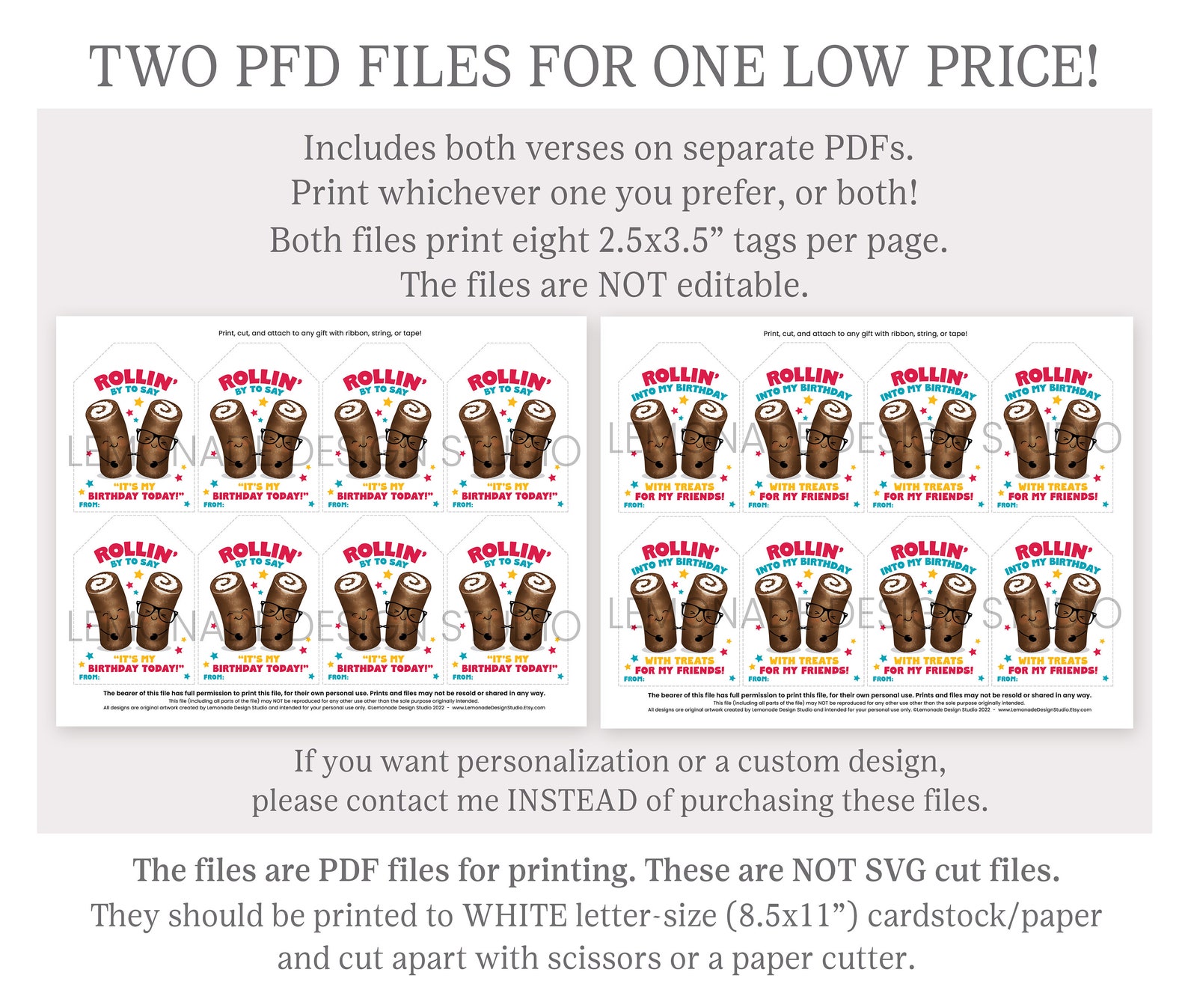 Printable Birthday Treat Tag Classroom Snack Cake Swiss Roll - Etsy