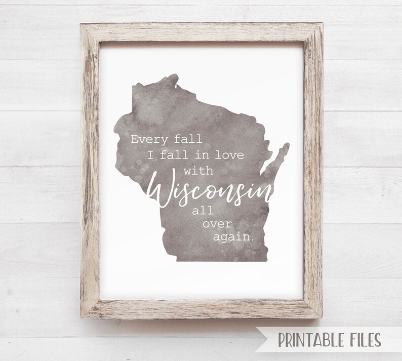 PRINTABLE Wisconsin Wall Art Wisconsin Gift Autumn Decor - Etsy