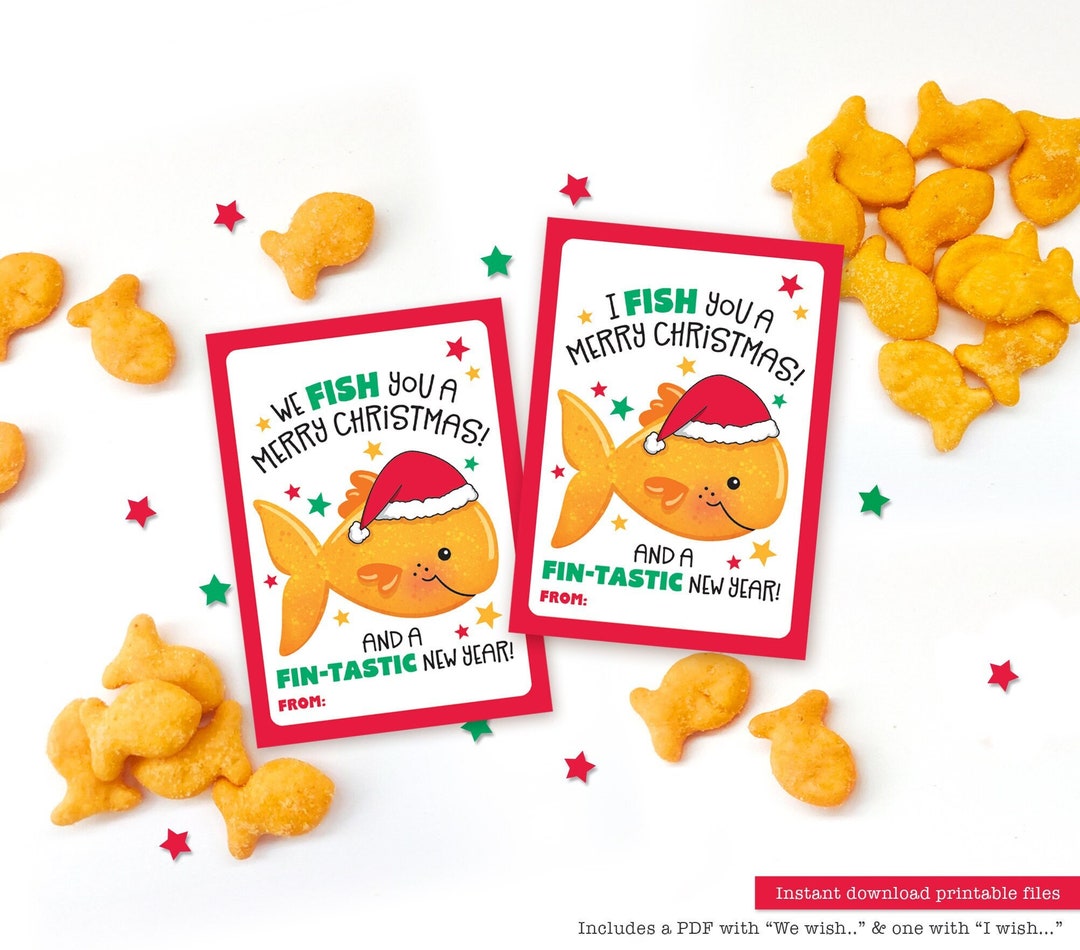 We FISH You a Merry Christmas Snack Tag Printable Goldfish Crackers ...