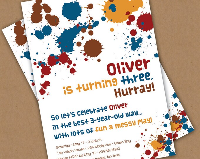 Messy Birthday Party Invitation Custom Printable - Sensory Play Party ...