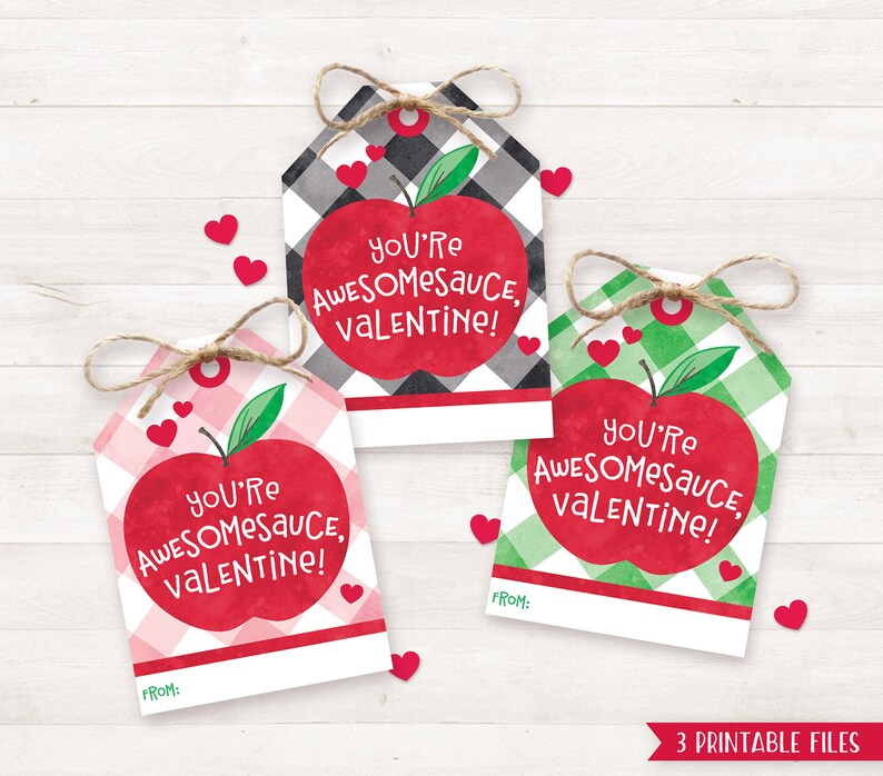 Kids Valentines Kids Valentine Cards Applesauce Valentine Tags - Etsy