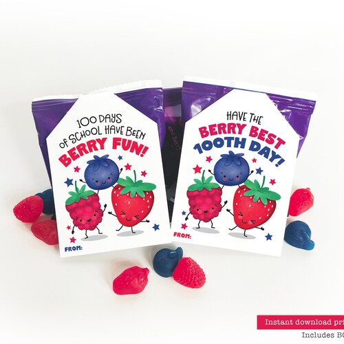 Printable 100 Days of School Tags 100th Day Printable Teddy - Etsy