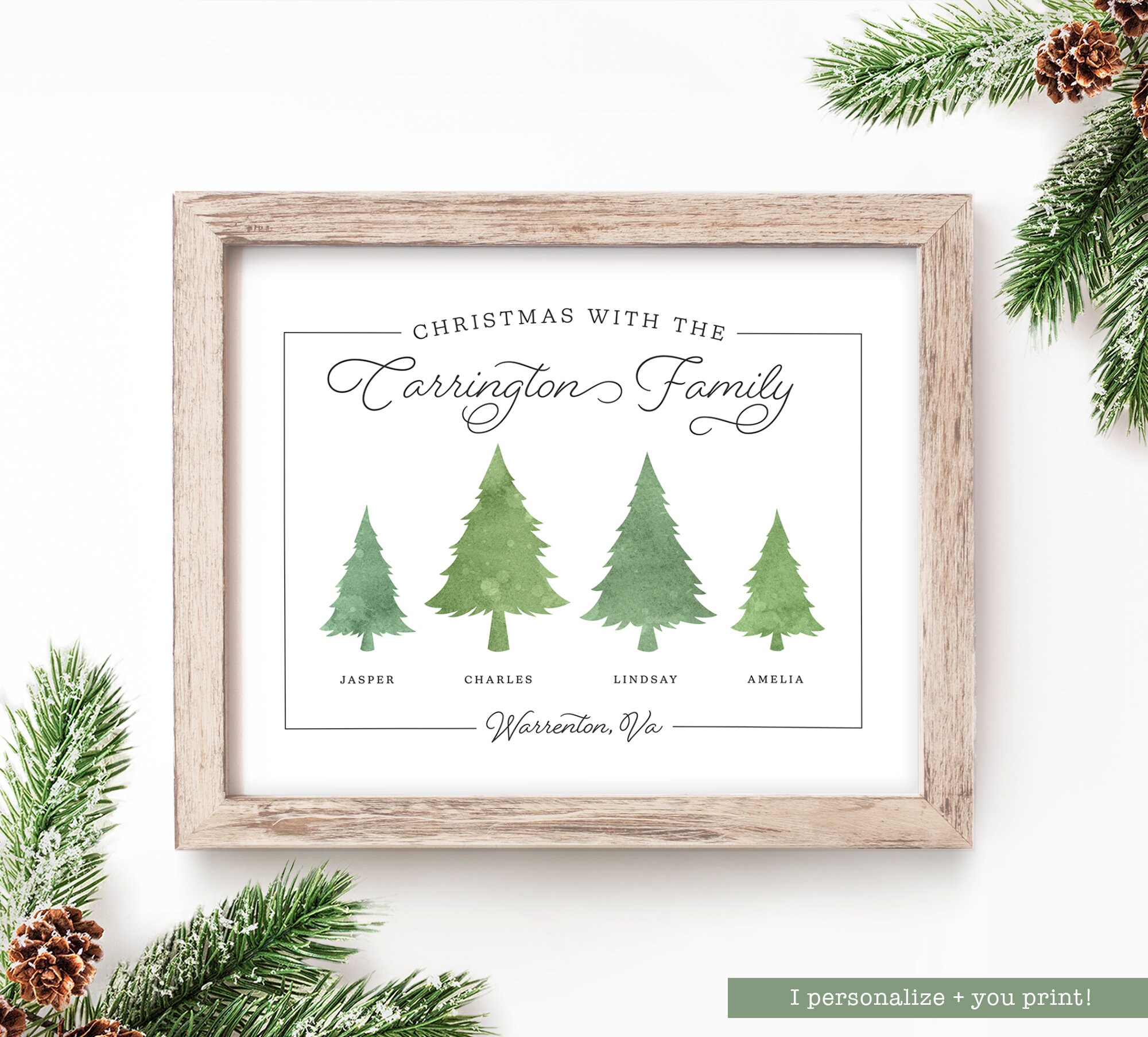 Printable Family Christmas Sign Personalized Christmas Decor | Etsy