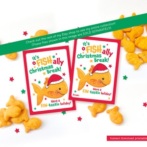 Printable O-fish-ally the Holidays Christmas Snack Tag Goldfish ...