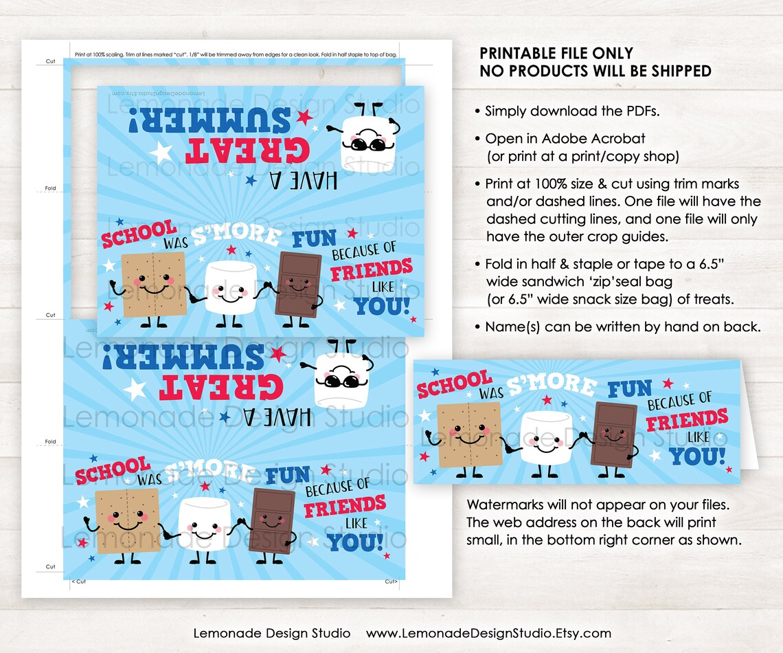 PRINTABLE End Year Gift Tags Smores Tags S'mores Favor - Etsy Canada