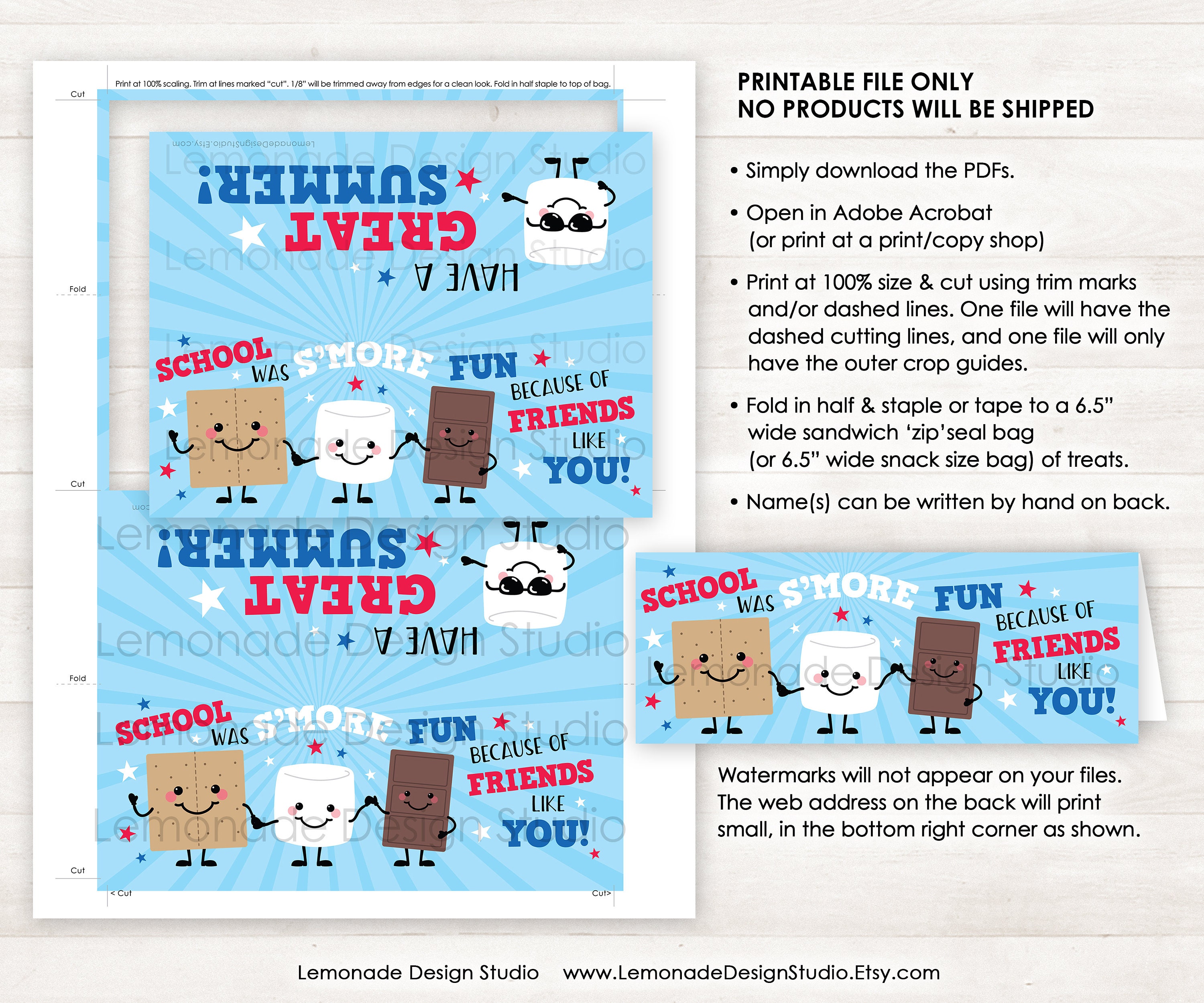 PRINTABLE End Year Gift Tags Smores Tags S'mores Favor - Etsy