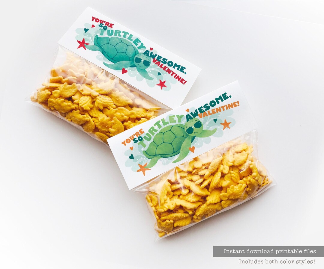 PRINTABLE Turtle Valentines for Kids Valentine Cards Treat Bag Toppers ...