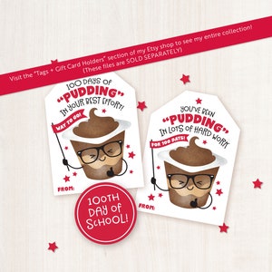 Printable 100 Days of School Tags 100th Day Printable Teddy Bear ...