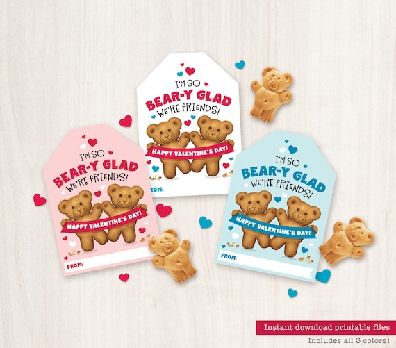 Kids Valentines for School Kids Valentine Cards Teddy Bear Grahams ...