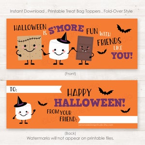 PRINTABLE Halloween Favor Tags, Halloween Tags, Smores Tags, S'mores ...