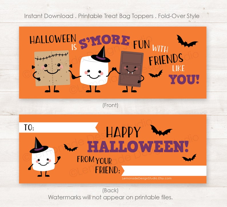 PRINTABLE Halloween Favor Tags, Halloween Tags, Smores Tags, S'mores ...