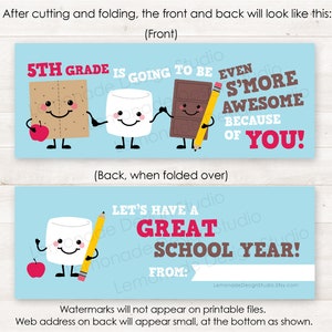 Back to School Gift for Students 5th Grade Printable Smores Tags First ...