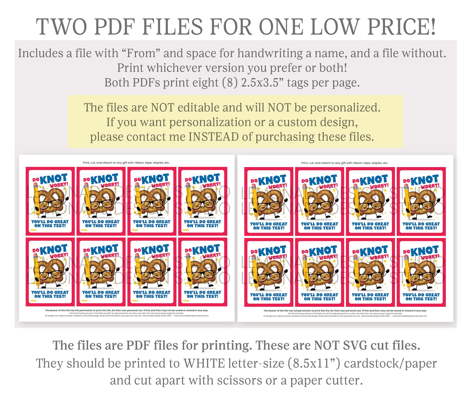 Printable Testing Day Snack Tag Classroom Treat Tag Crispy Rice Treats ...