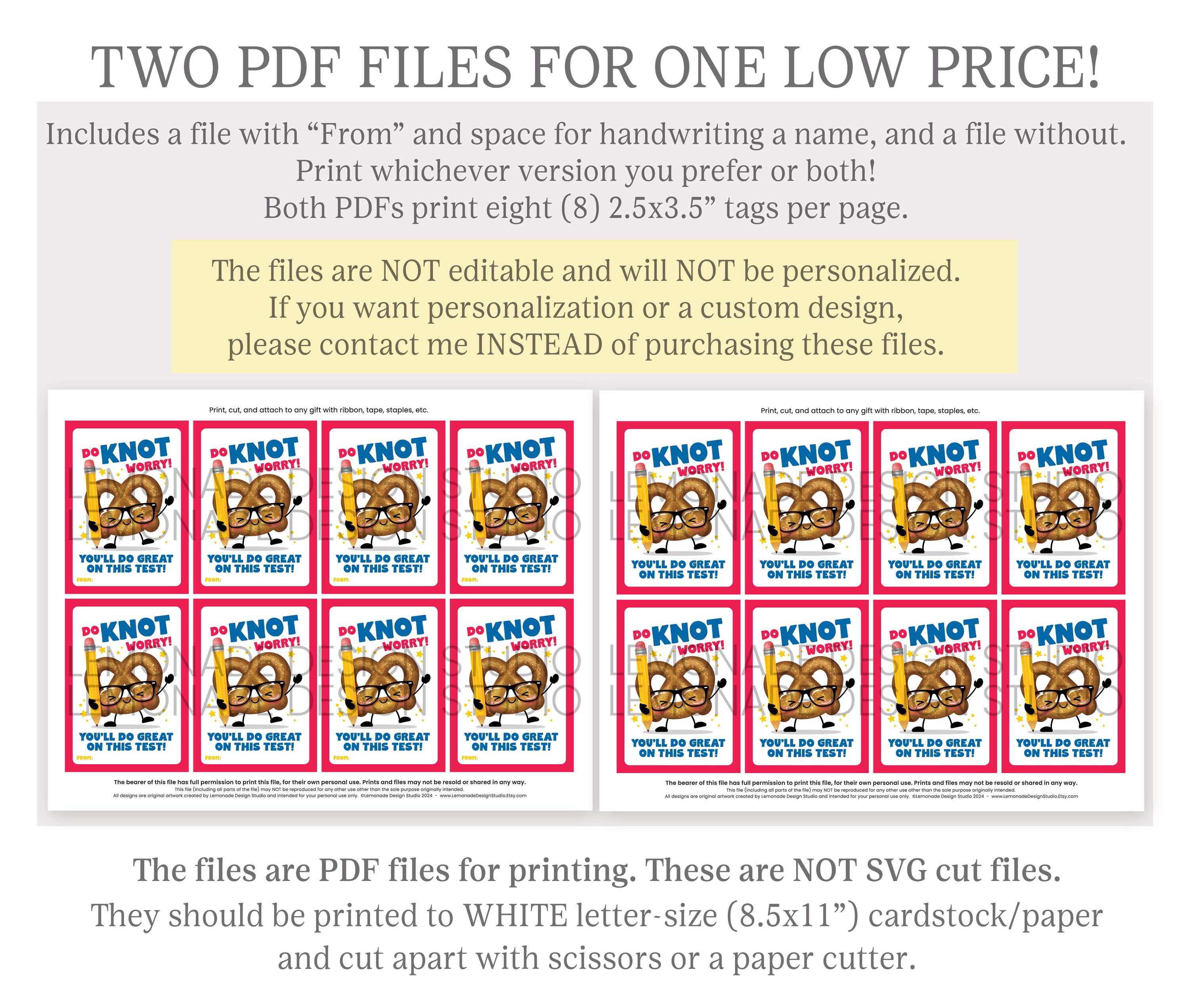 Printable Testing Day Snack Tag Classroom Treat Tag Crispy Rice Treats ...