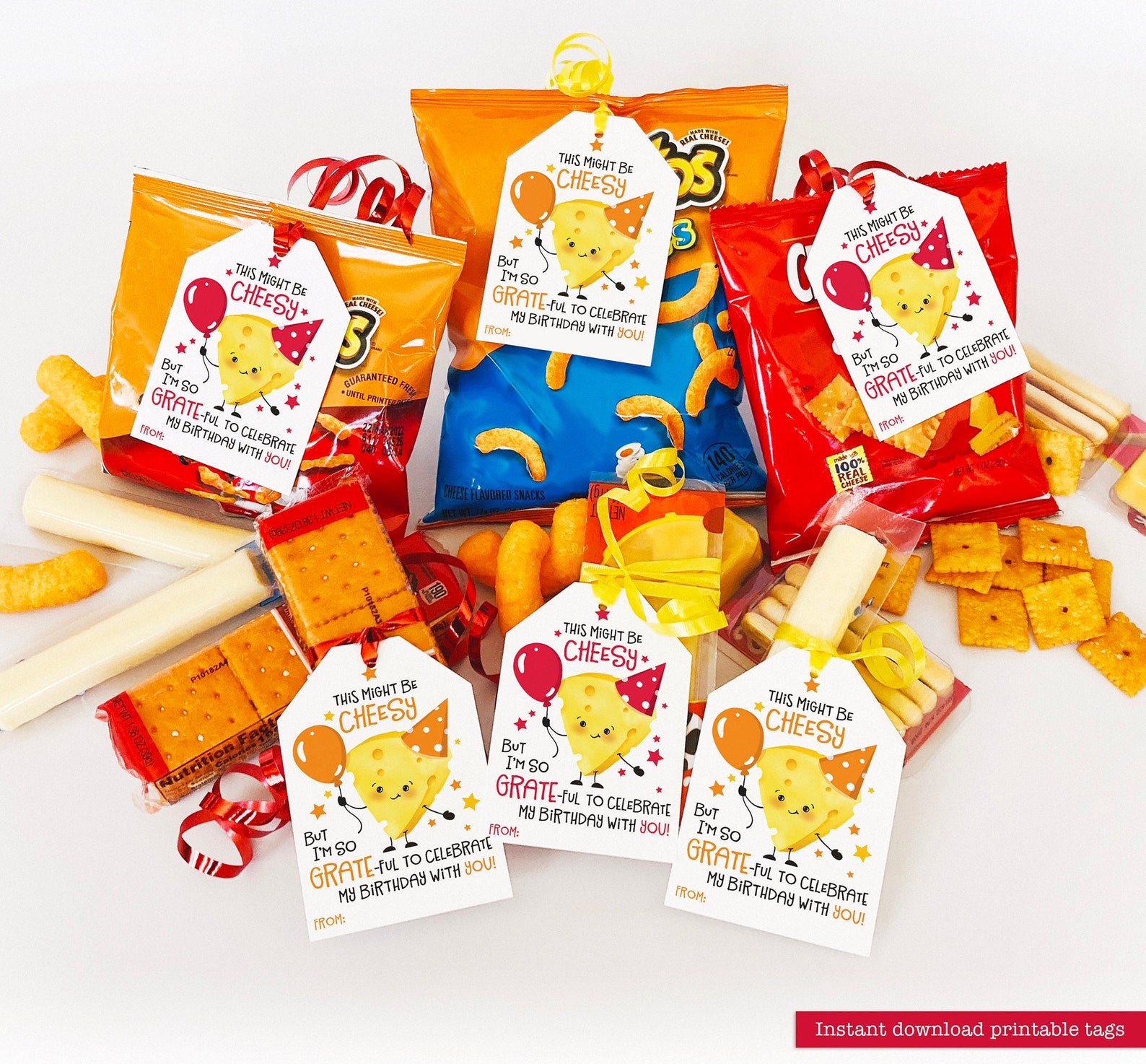 Printable Birthday Snack Tag Classroom Birthday Treat Tag Cheese Snack ...