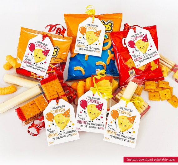 Printable Birthday Snack Tag Classroom Birthday Treat Tag Cheese Snack ...