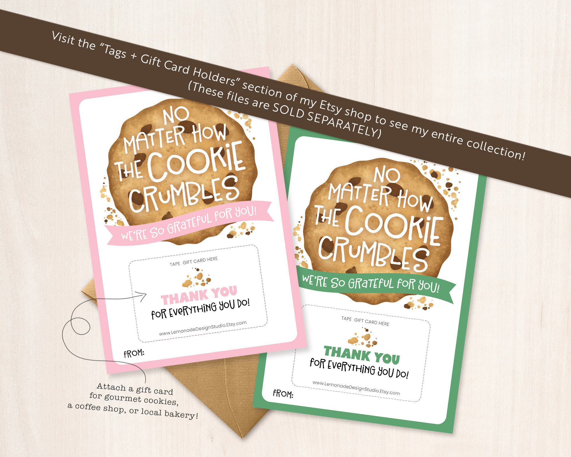 PRINTABLE Cookie Gift Card Holder for Bakery Gift Card Chip Chip Hooray ...