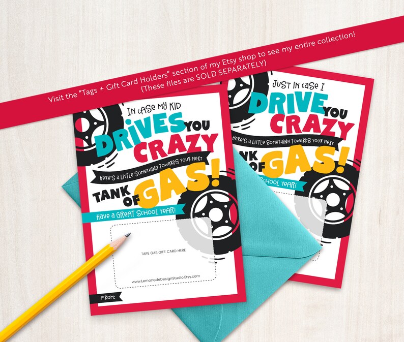 PRINTABLE Gas Gift Card Holder Back to School Teacher Gift - Etsy